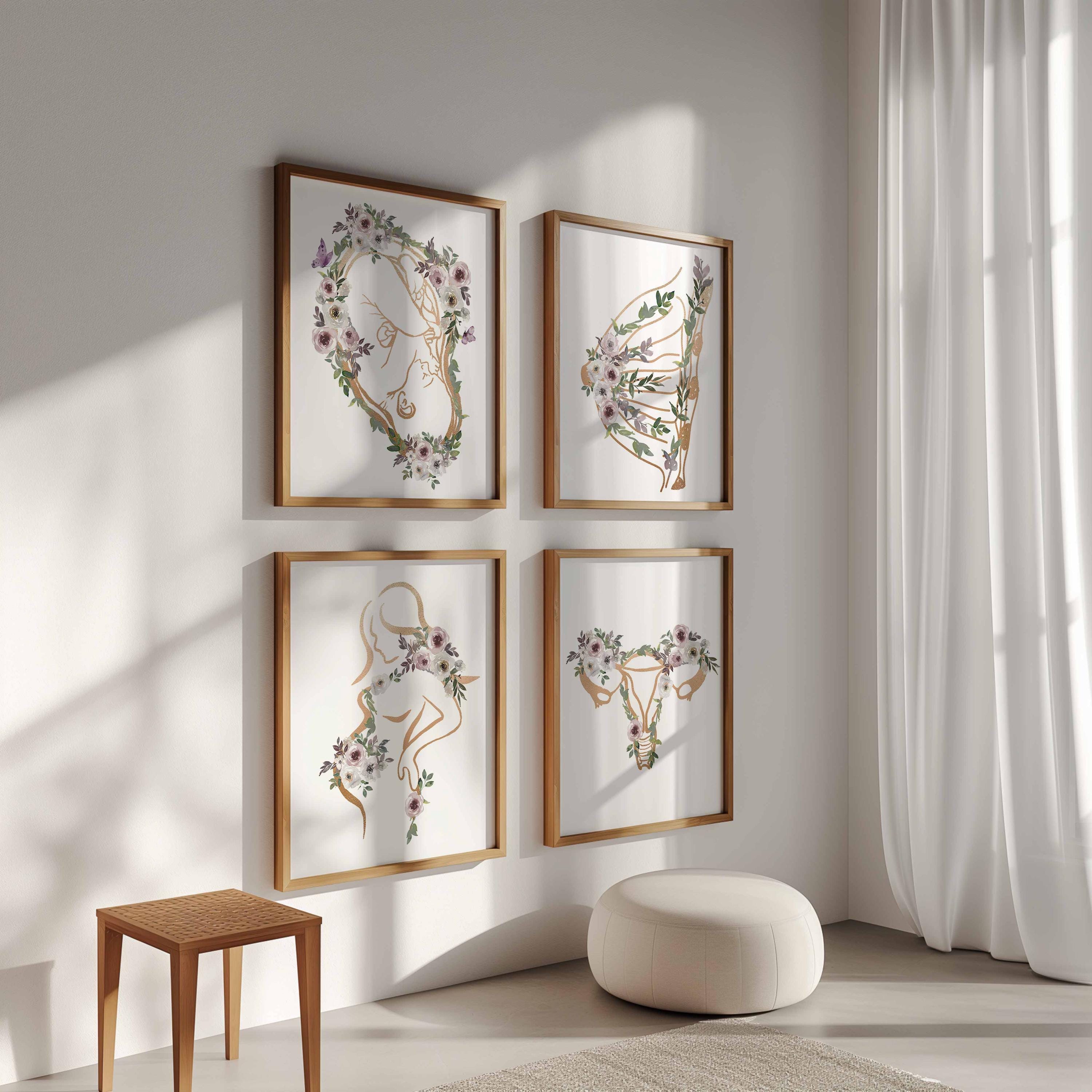 Obgyn Wall Art, Midwife Artwork, Gynaecology Poster, Flower Gold Print ...
