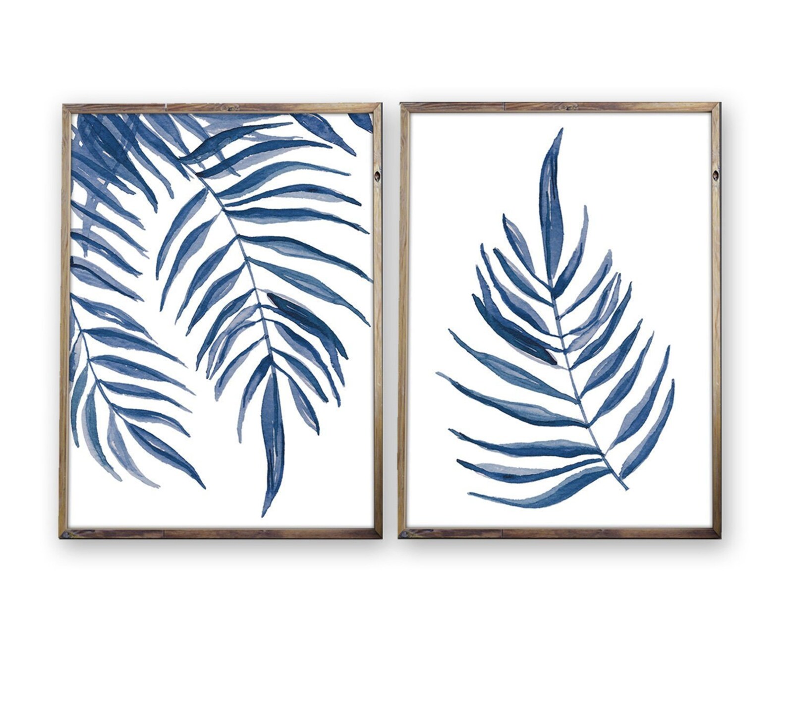 Navy Blue Wall Art Palm Tree Print Leaf Print Set of Two - Etsy