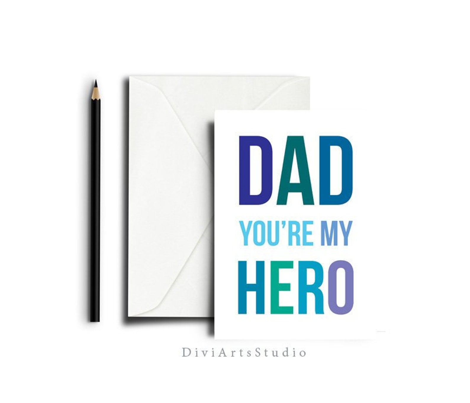 Fathers day card printable Dad You're My Hero fathers | Etsy