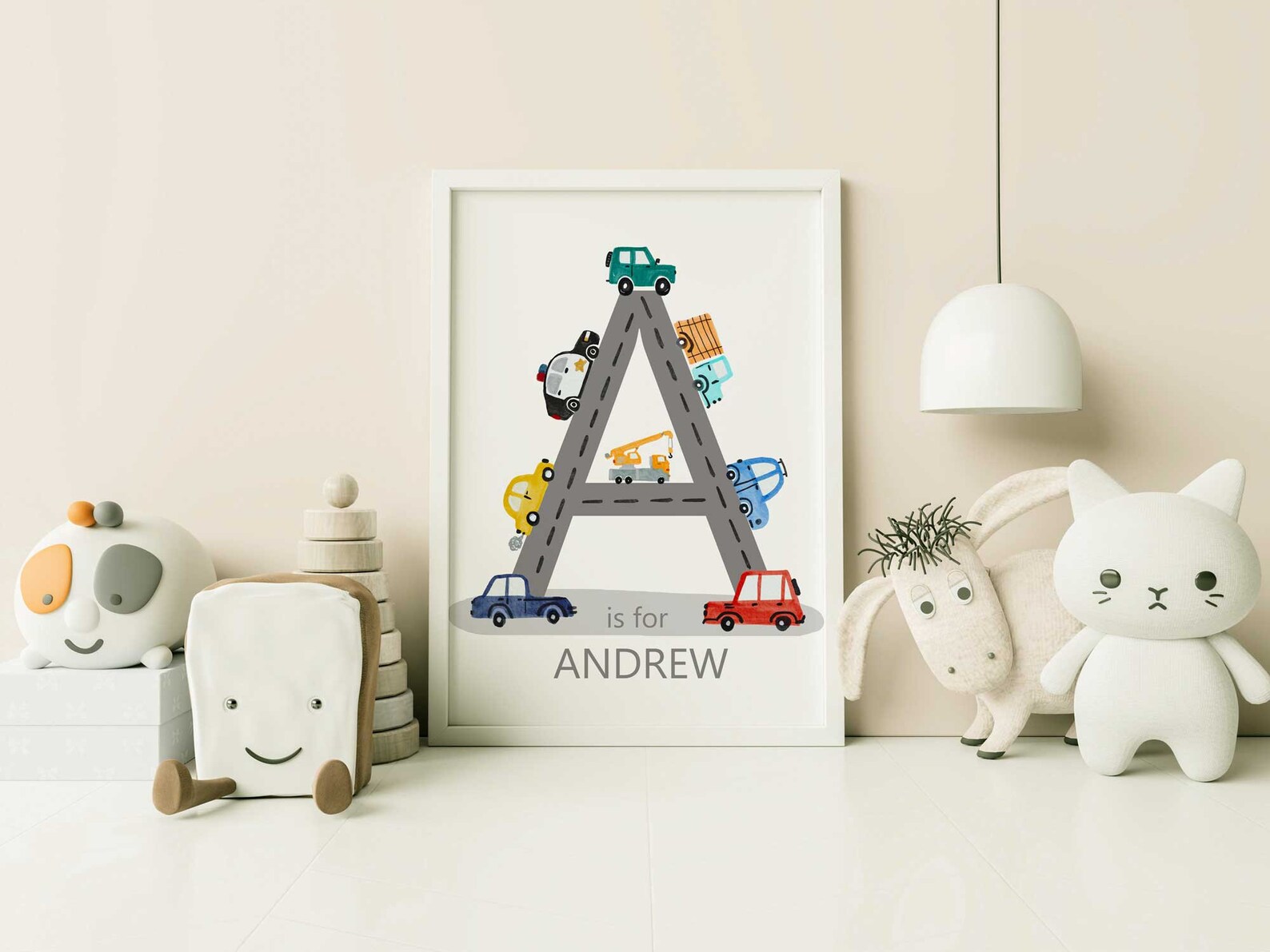 Vehicles Nursery, Name Letter Art, Construction Nursery, Car Road ...