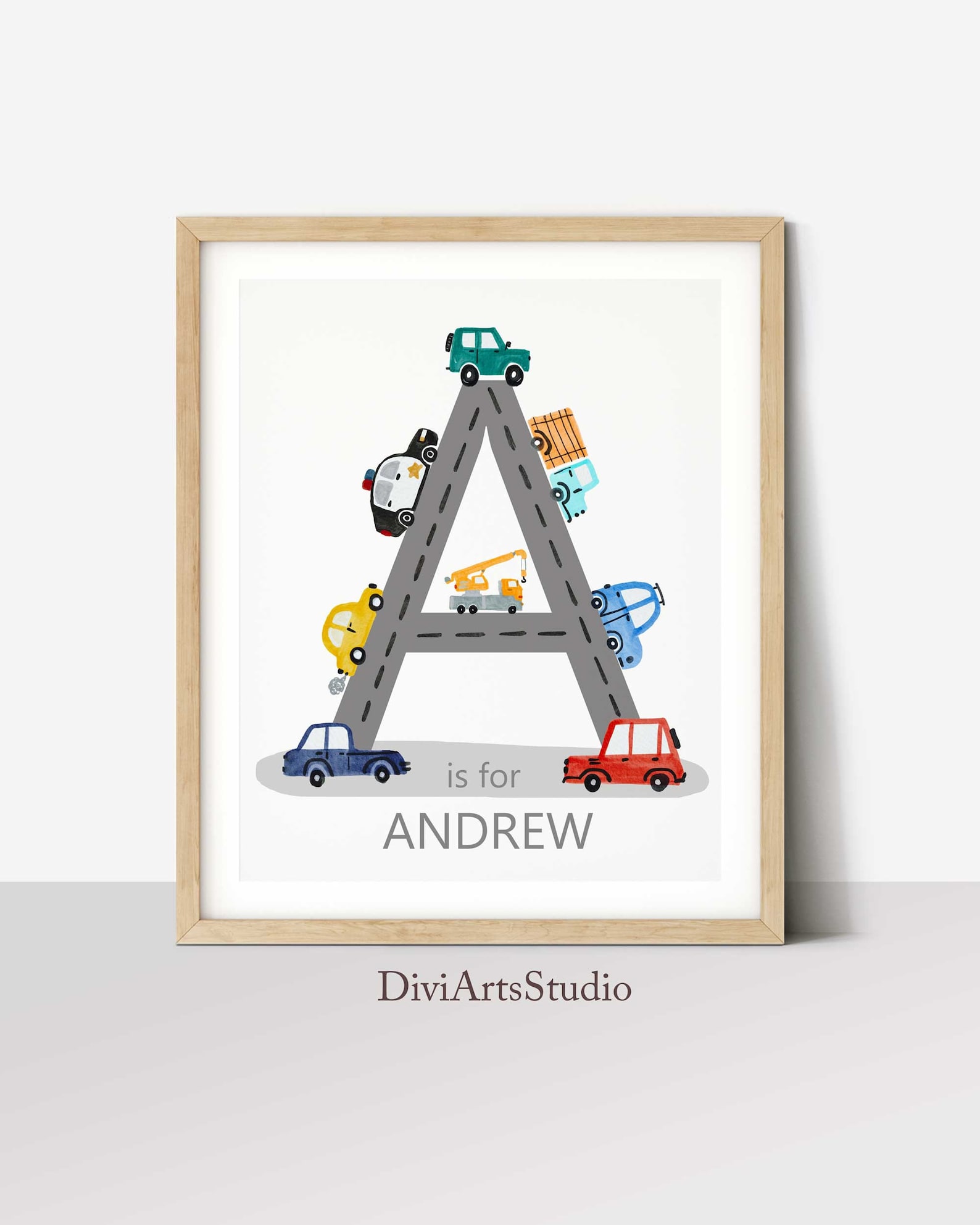 Vehicles Nursery, Name Letter Art, Construction Nursery, Car Road ...