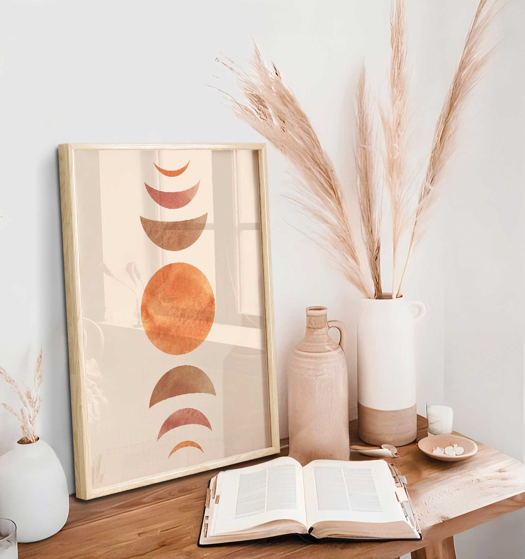 Moon Phases Printable, Abstract Moon Poster, Mid Century Modern Wall ...