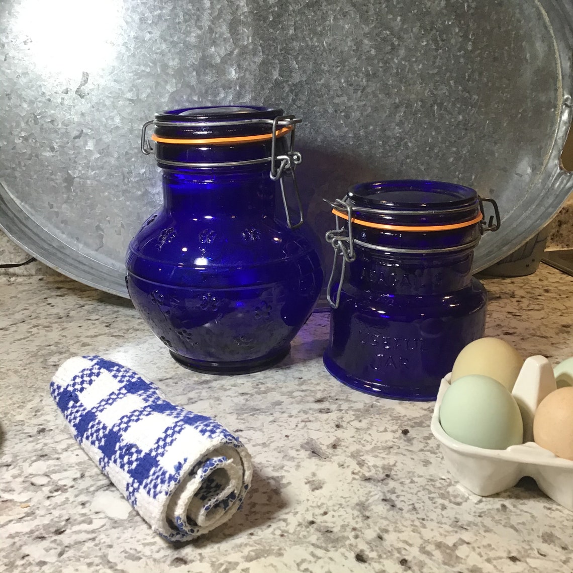 Italian Cobalt Blue Glass Canister Set - Etsy
