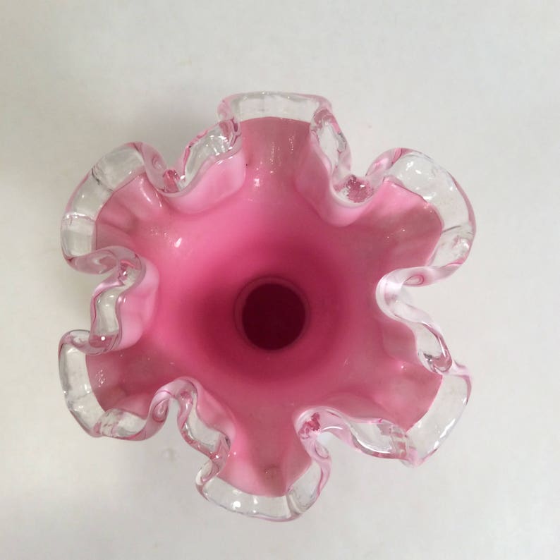 Fenton Milk Glass and Pink Ruffled Vase - Etsy