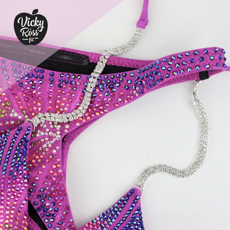 Magenta Competition Figure Suit Fuchsia Ocean Wave Crysral - Etsy