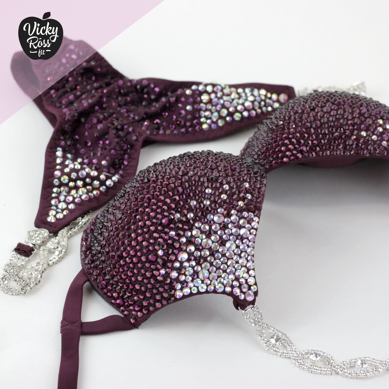NPC IFBB WBFF Bikini Suit With Bikini Connectors | Dark Red Plum ...