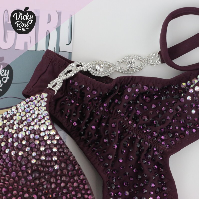 NPC IFBB WBFF Bikini Suit With Bikini Connectors | Dark Red Plum ...