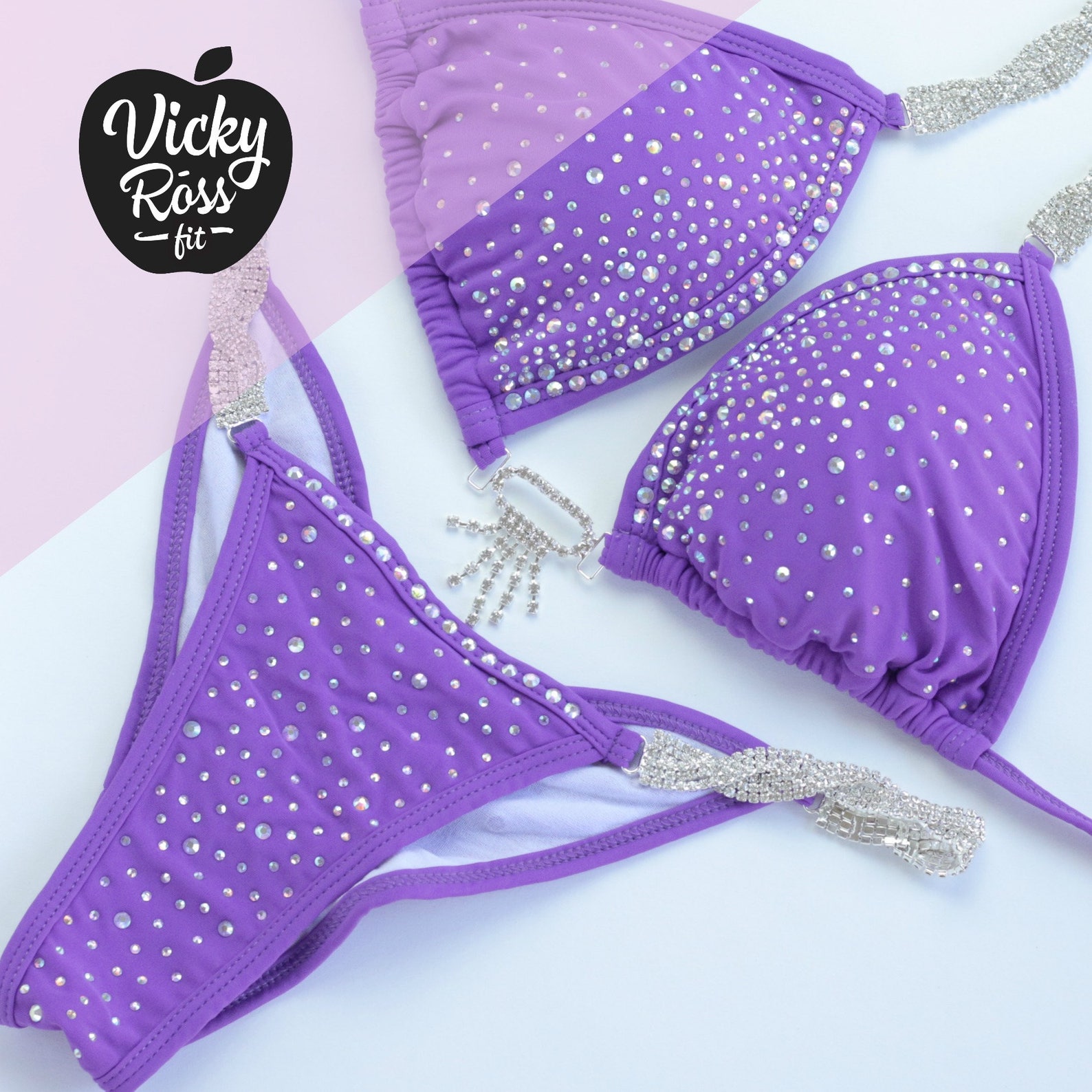 Purple Bikini Competition Suits for NPC IFBB by Vicky Ross Fit - Etsy