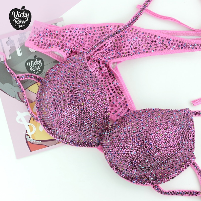 Fuchsia Pink NPC Wellness Competition Suit by Vicky Ross Fit | Pro ...