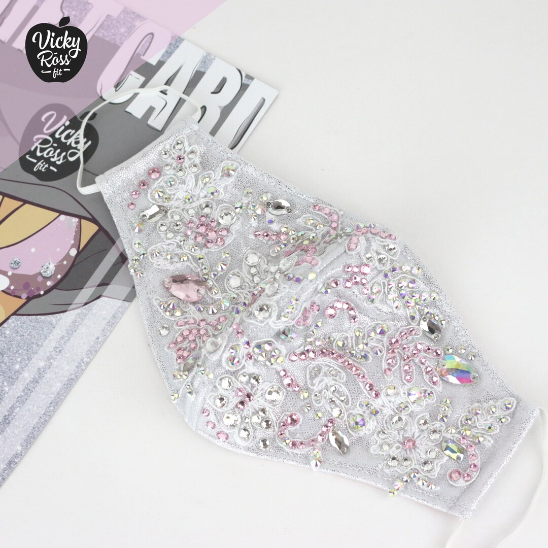 Crystal Bikini Competition Face Mask by Vicky Ross Fit | Designer Print Crystal Face Mask ...