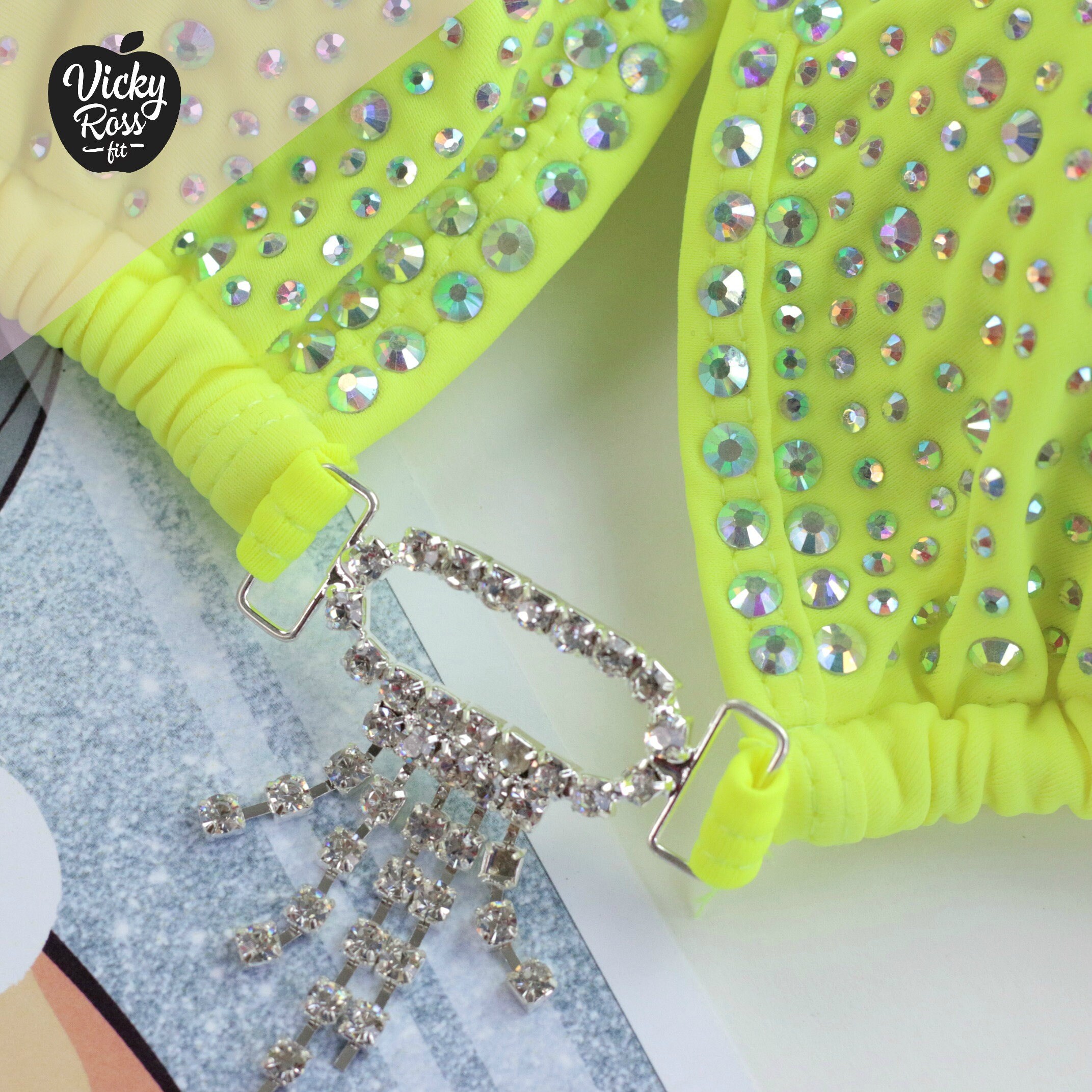 Neon Yellow NPC IFBB Fitness Bikini Competition Handmade Designer Suits ...