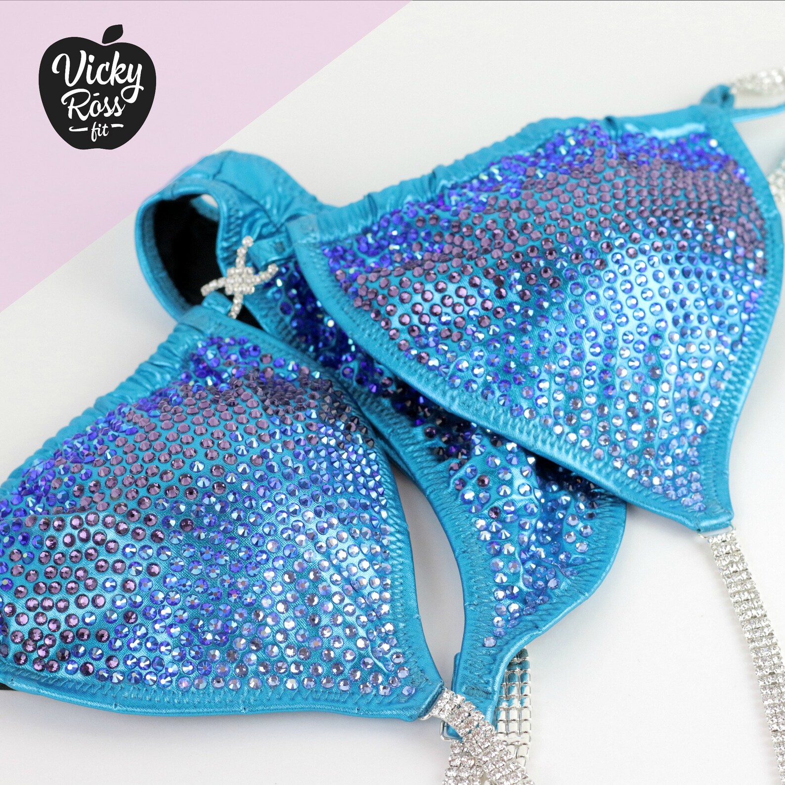 Ombre Metallic Blue Crystal Competition Bikini Posing Suit for - Etsy