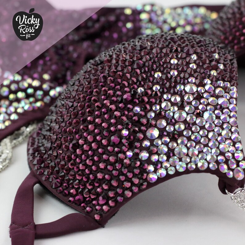 NPC IFBB WBFF Bikini Suit With Bikini Connectors | Dark Red Plum ...