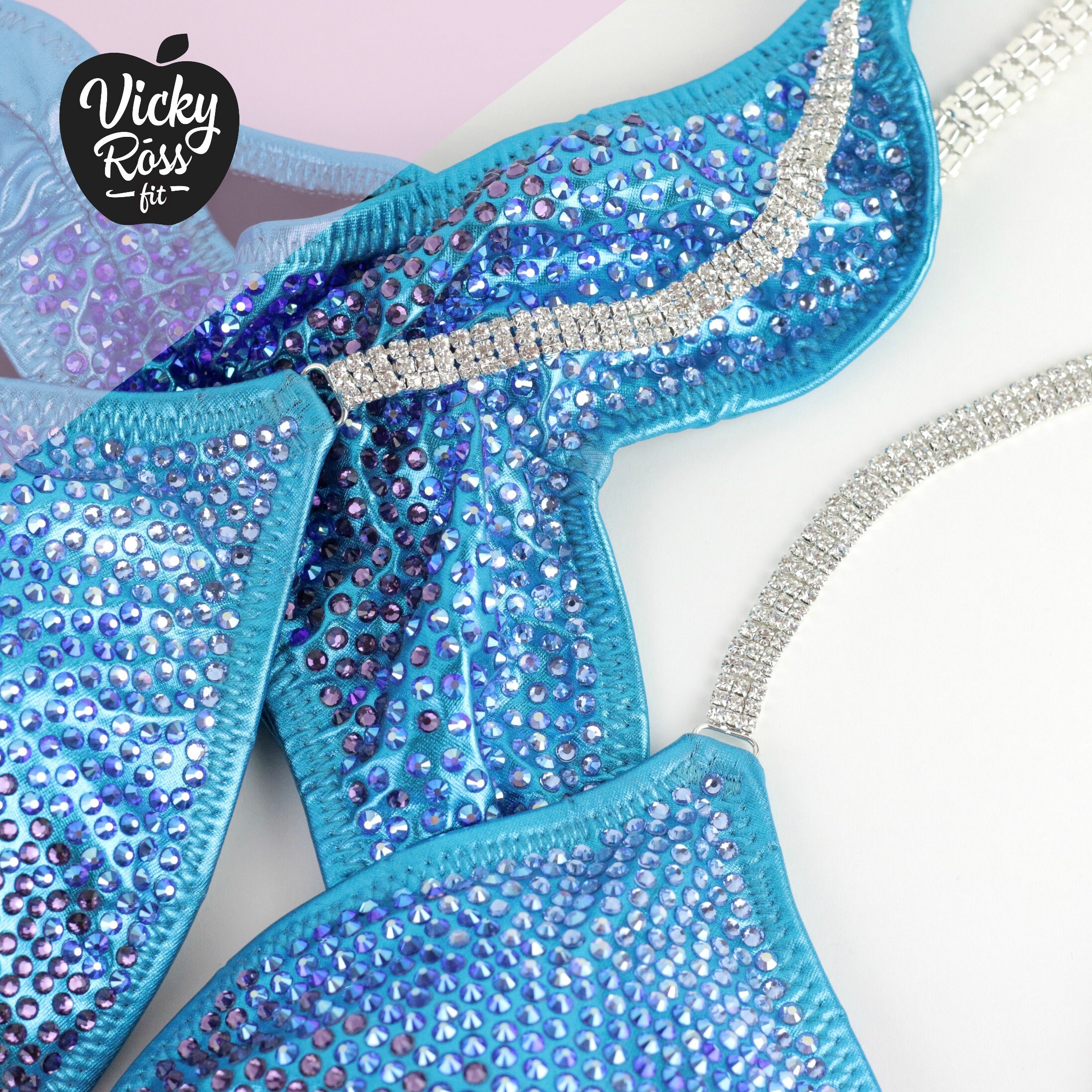 Ombre Metallic Blue Crystal Competition Bikini Posing Suit for - Etsy