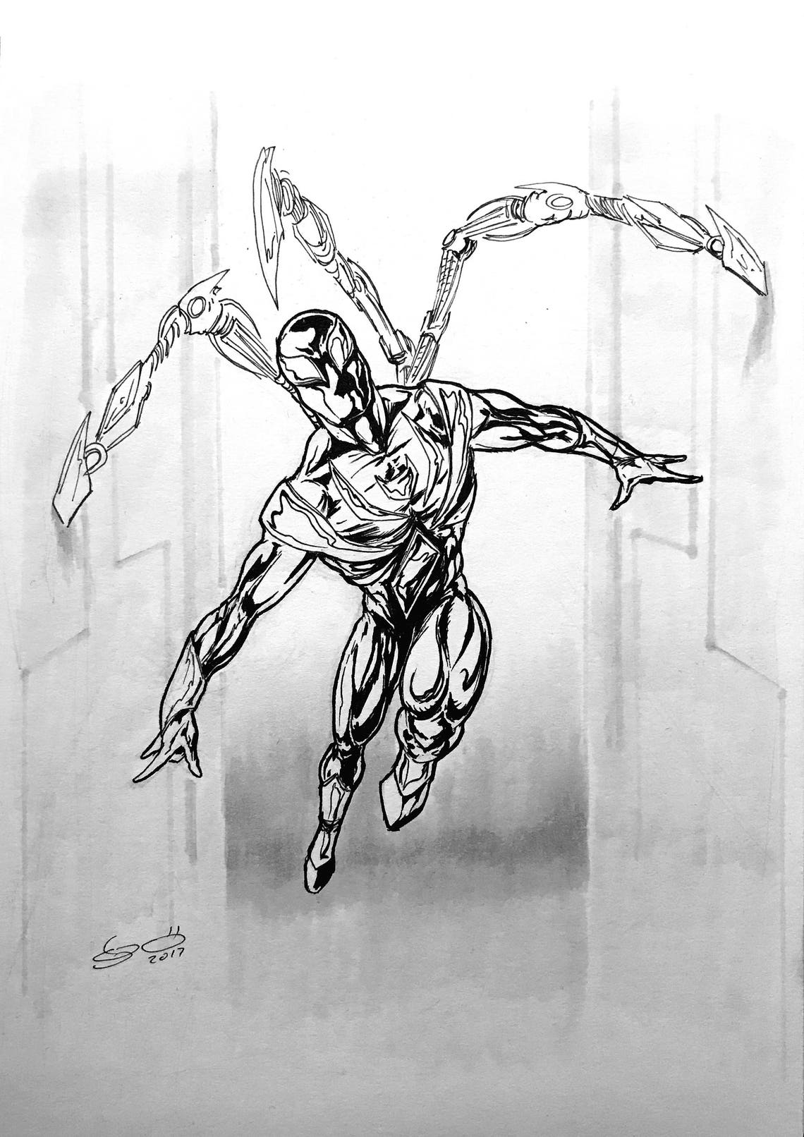 Spider-man Iron Spider Drawing - Etsy