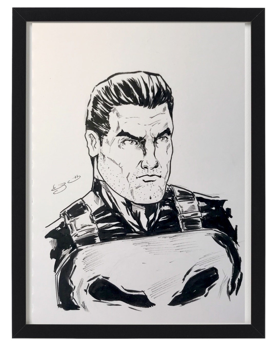 Punisher Ink Drawing - Etsy
