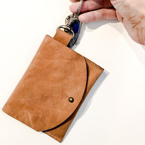 Personalized Leather Keychain Wallet Keychain Card Holder | Etsy