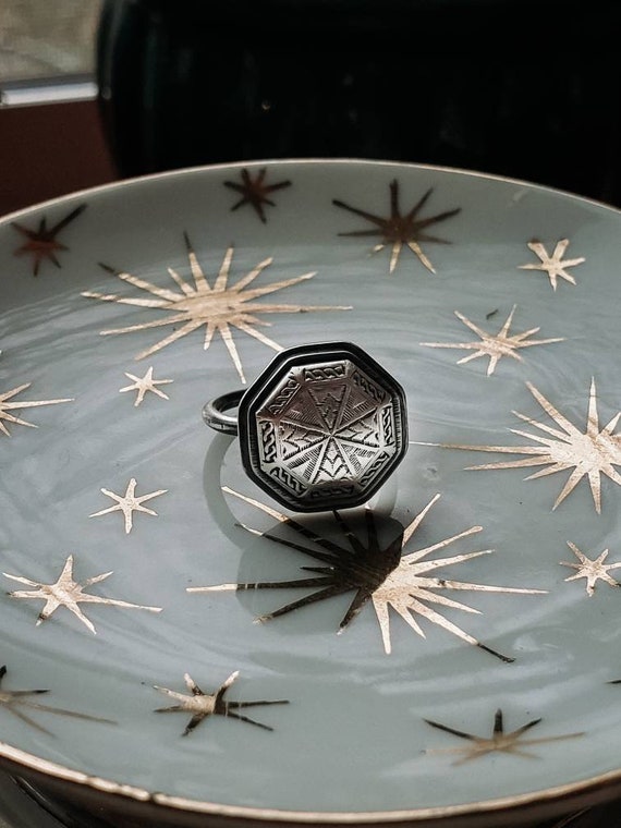 Art Deco Sterling Silver Octagon Ring Shield Ring Shield | Etsy