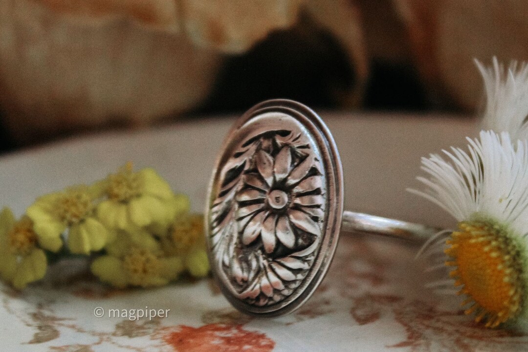 Sunflower Ring Sterling Silver Sunflower Ring Sunflower Jewelry Vintage ...