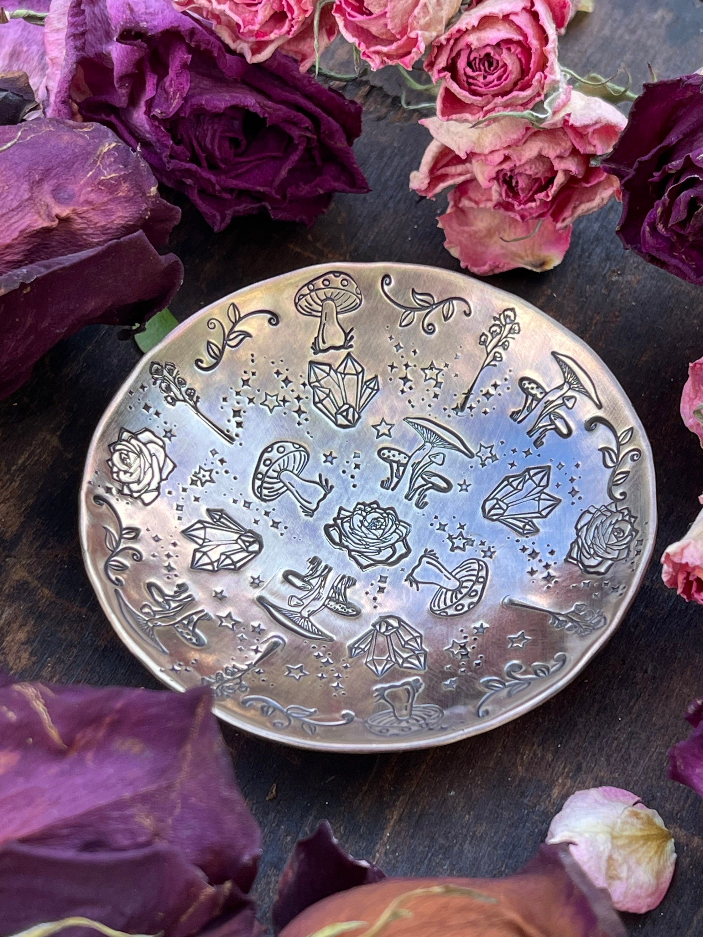 Cottage Core Decor Copper Bowl Hand Stamped Altar Bowl Trinket | Etsy