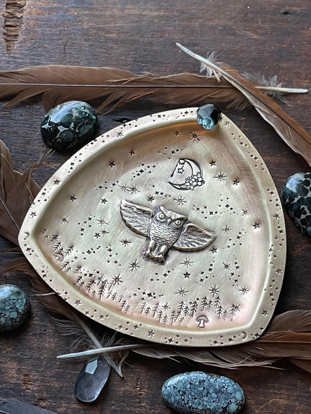 Brass Night Owl Trinket Dish Ring Dish Offering Bowl Ritual Bowl Smudge ...