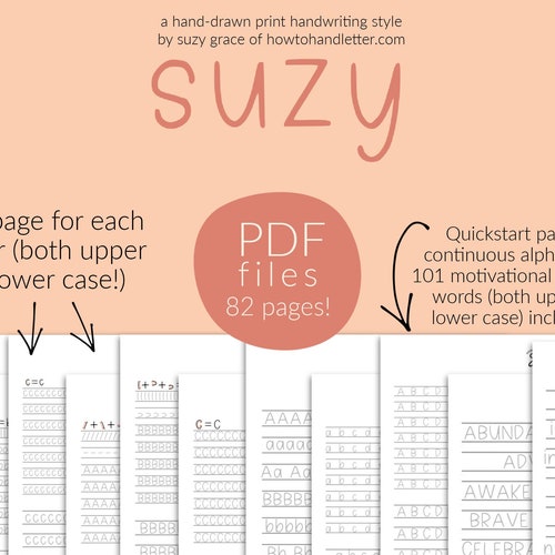 THE SUZY: Printable Handwriting Worksheets PDF File Only | Etsy