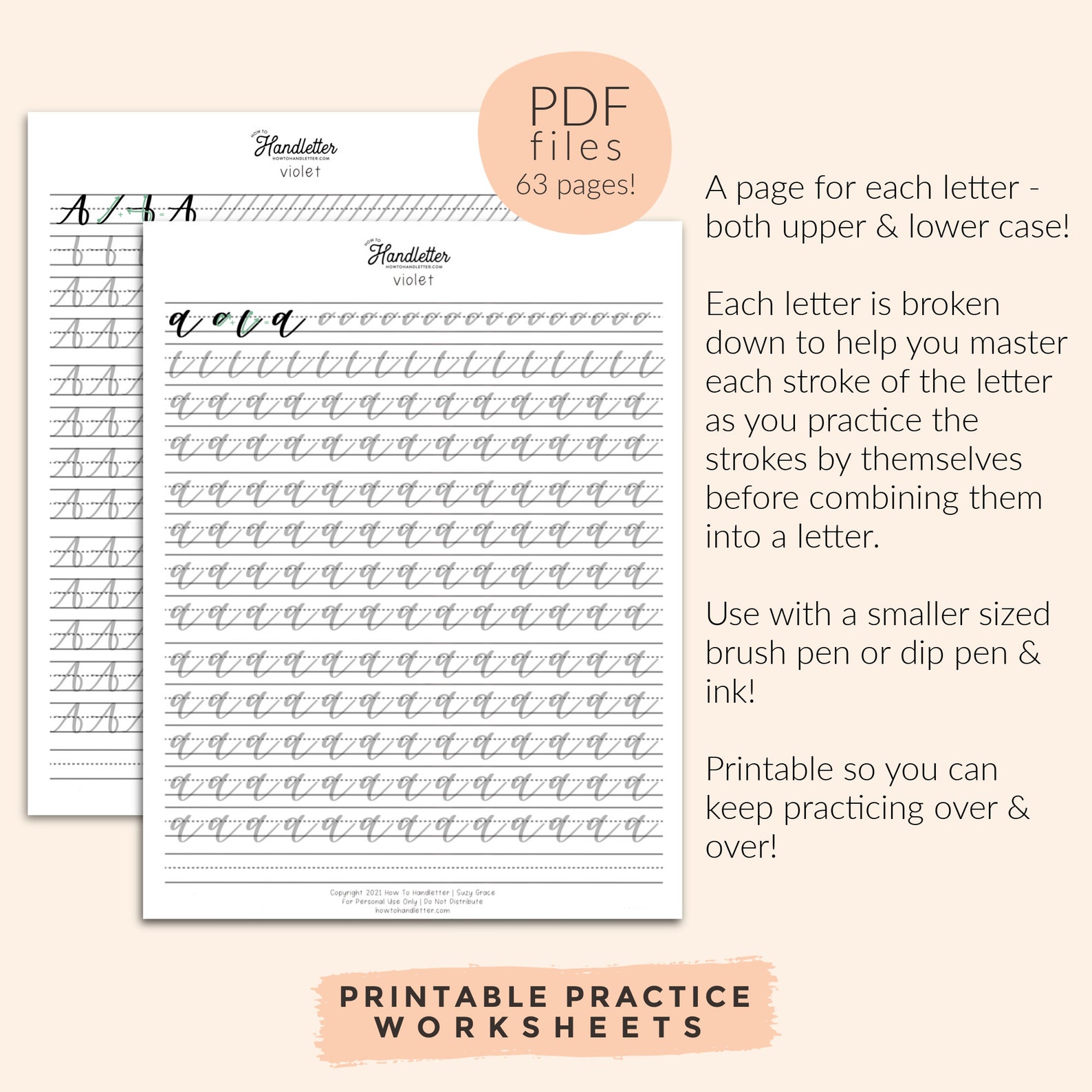 THE VIOLET: Printable Handwriting Worksheets (PDF File Only) From How ...