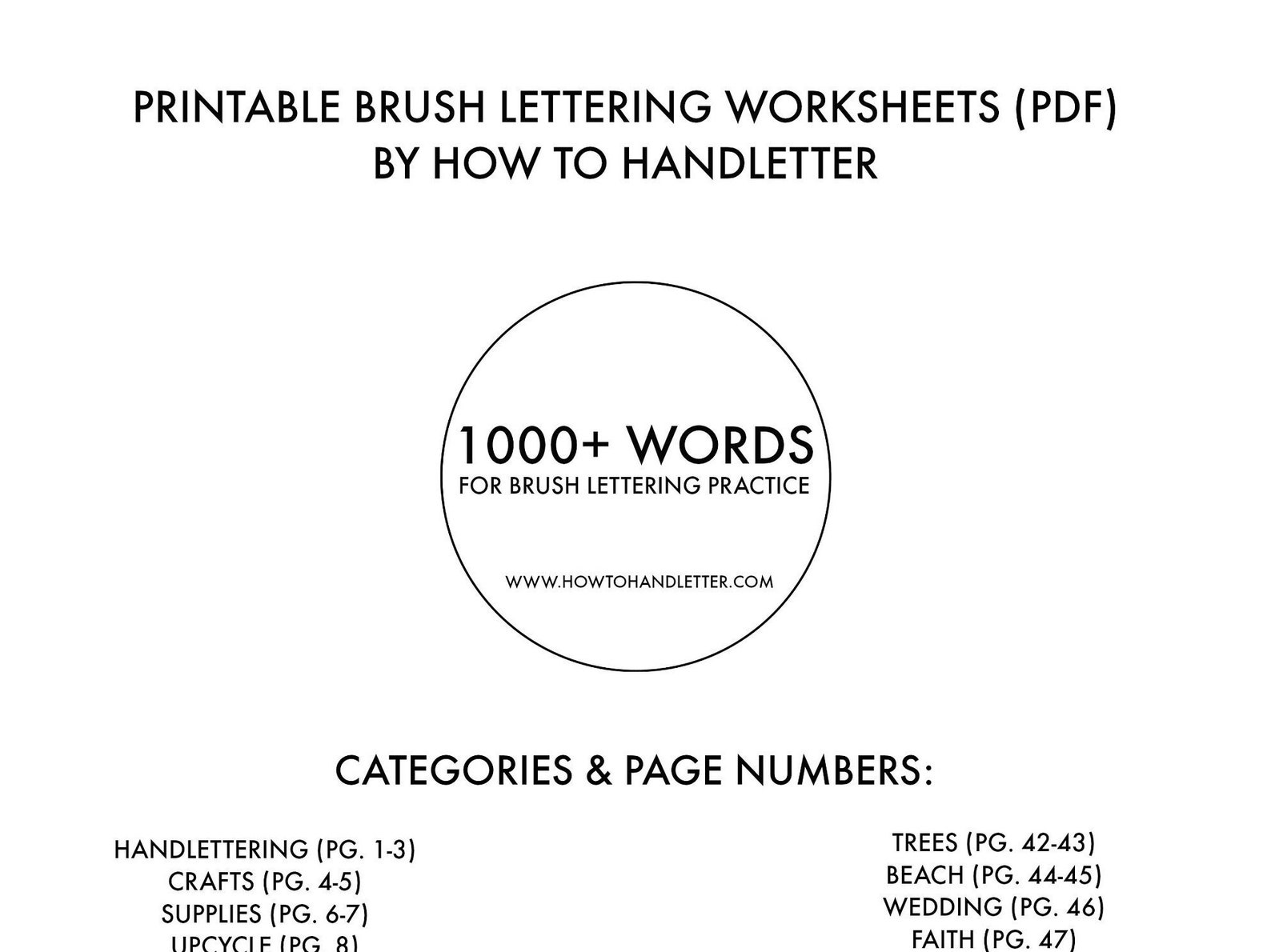 Digital Download 1000 Practice Words Printable Lettering | Etsy