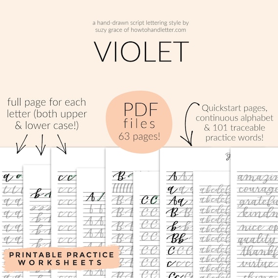 THE VIOLET: Printable Handwriting Worksheets PDF File Only | Etsy Australia