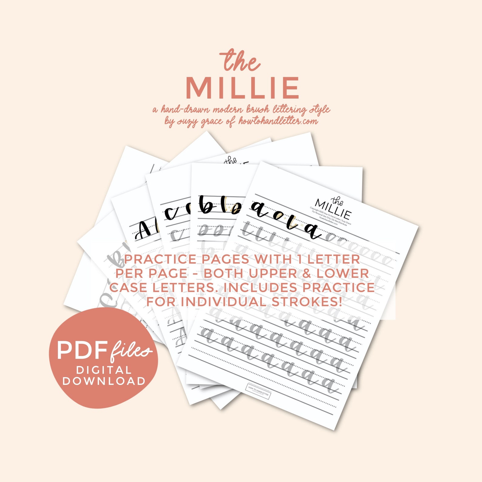 THE MILLIE: Printable Handlettering Worksheets (PDF File Only) From How ...