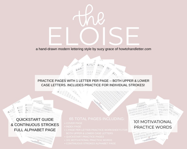THE ELOISE: Printable Handlettering Worksheets (PDF File Only) From How ...