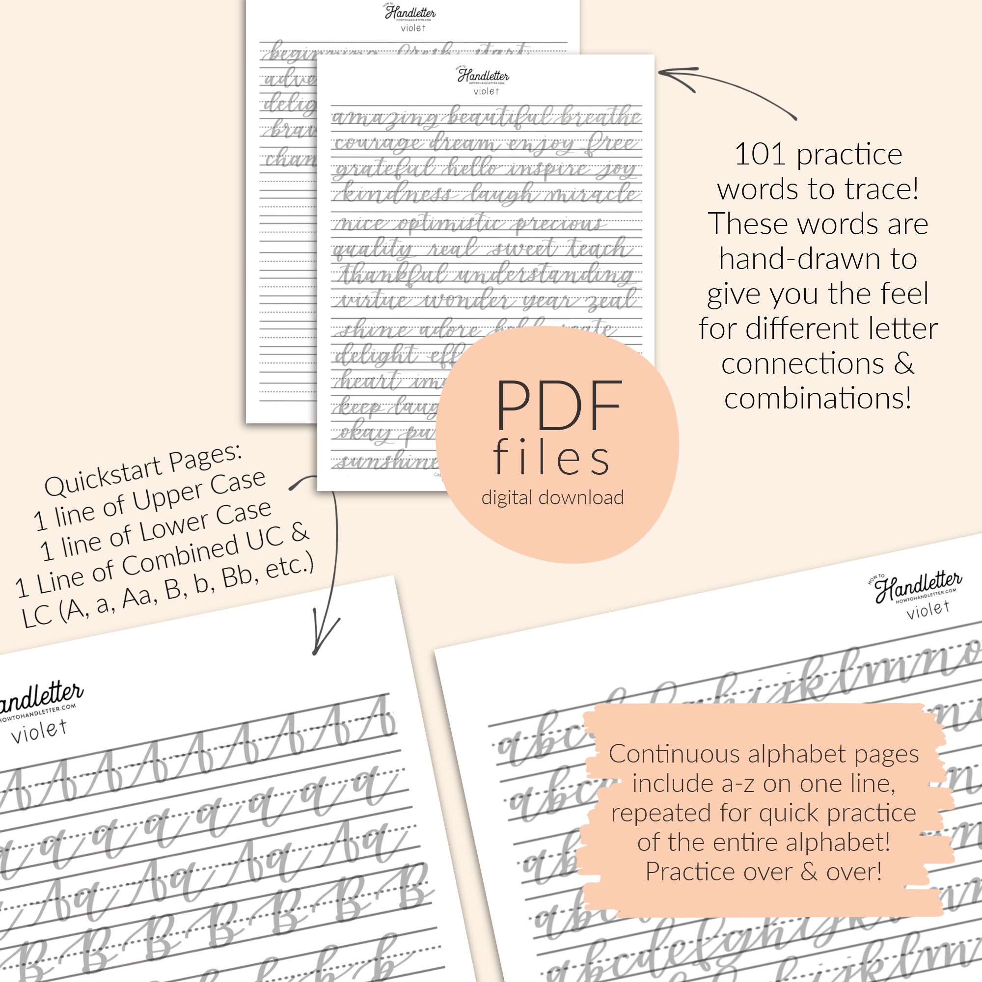 THE VIOLET: Printable Handwriting Worksheets PDF File Only - Etsy Australia