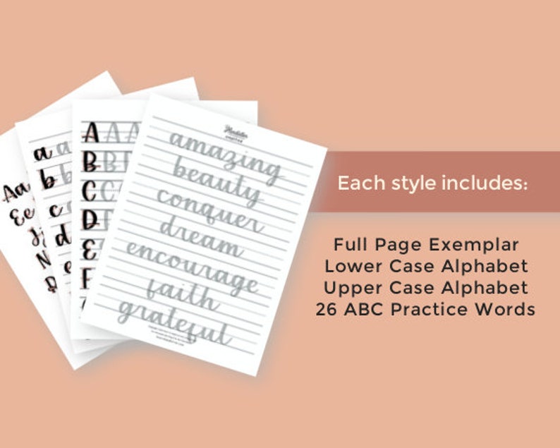 Large Brush Pen Handlettering Practice Bundle - 3 Styles in Printable ...
