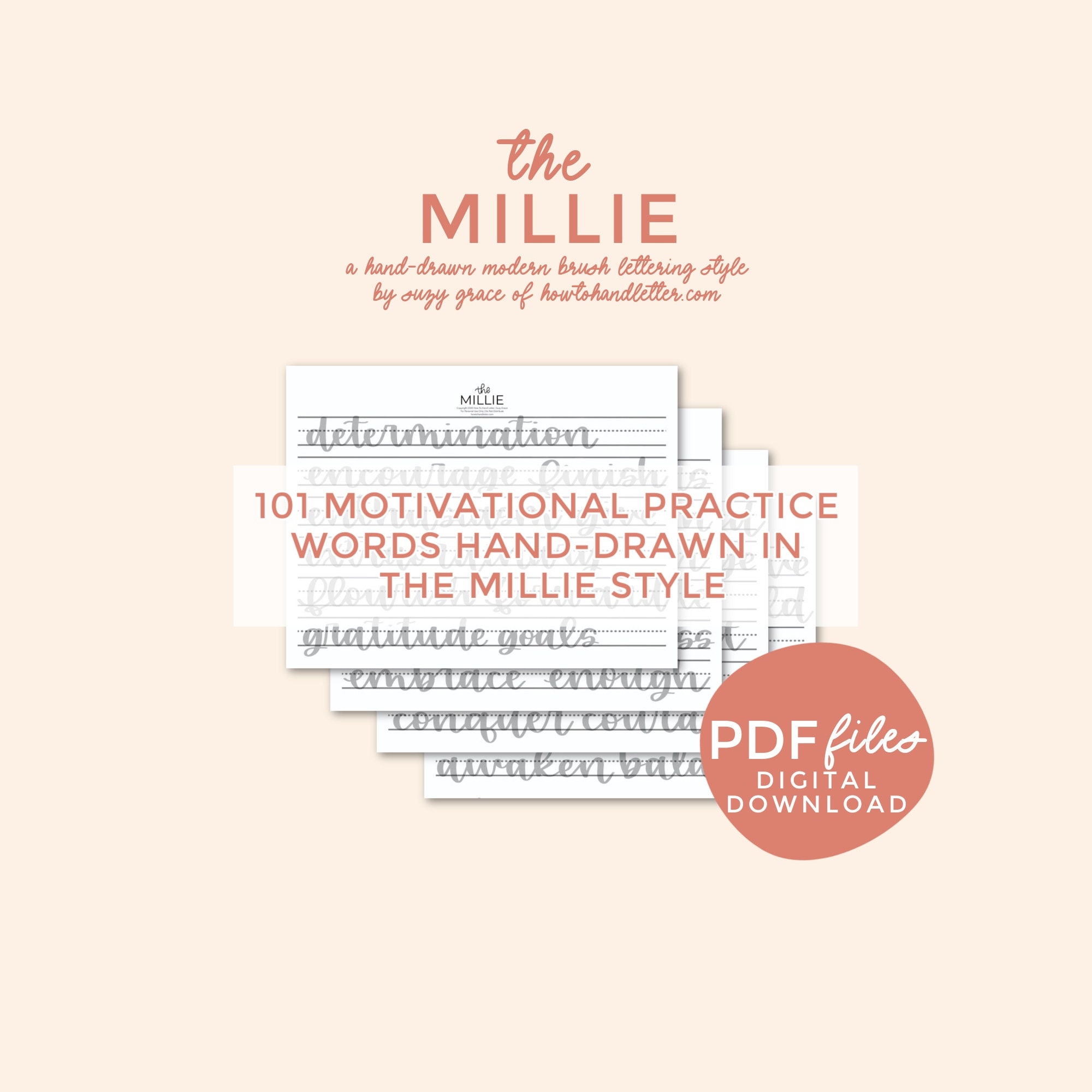THE MILLIE: Printable Handlettering Worksheets (PDF File Only) From How ...