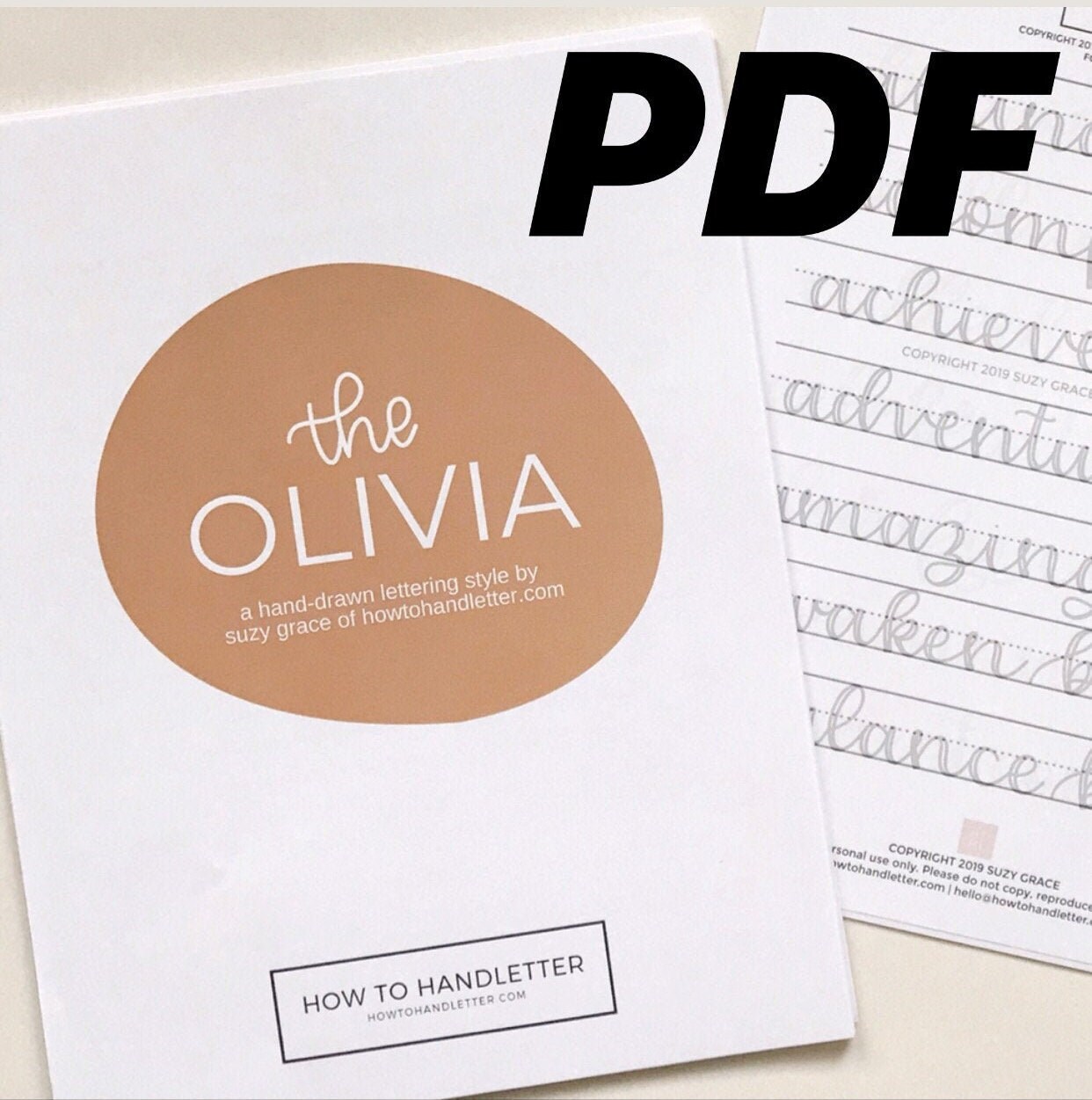 The Olivia Faux Calligraphy Printable Handlettering Worksheets (PDF ...
