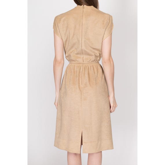 Small 70s Tan Ultrasuede Midi Dress | Vintage Cut Out… - Gem