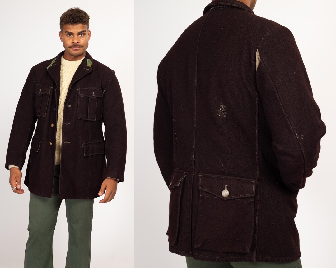 Medium 1940s WWII Swedish M39 Wool Army Jacket Vintage 40s Sabo Stil ...