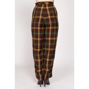 XS 1940s Koret Plaid High Waisted Girdlslax Side Zip Trousers 24" | Retro Vintage 40s Brown ...