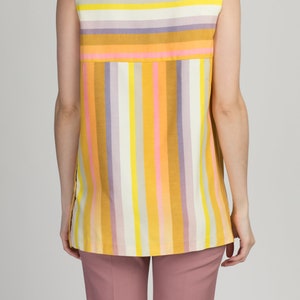 60s Striped Side Button Tank Top Small Vintage Mod Boho Sleeveless ...