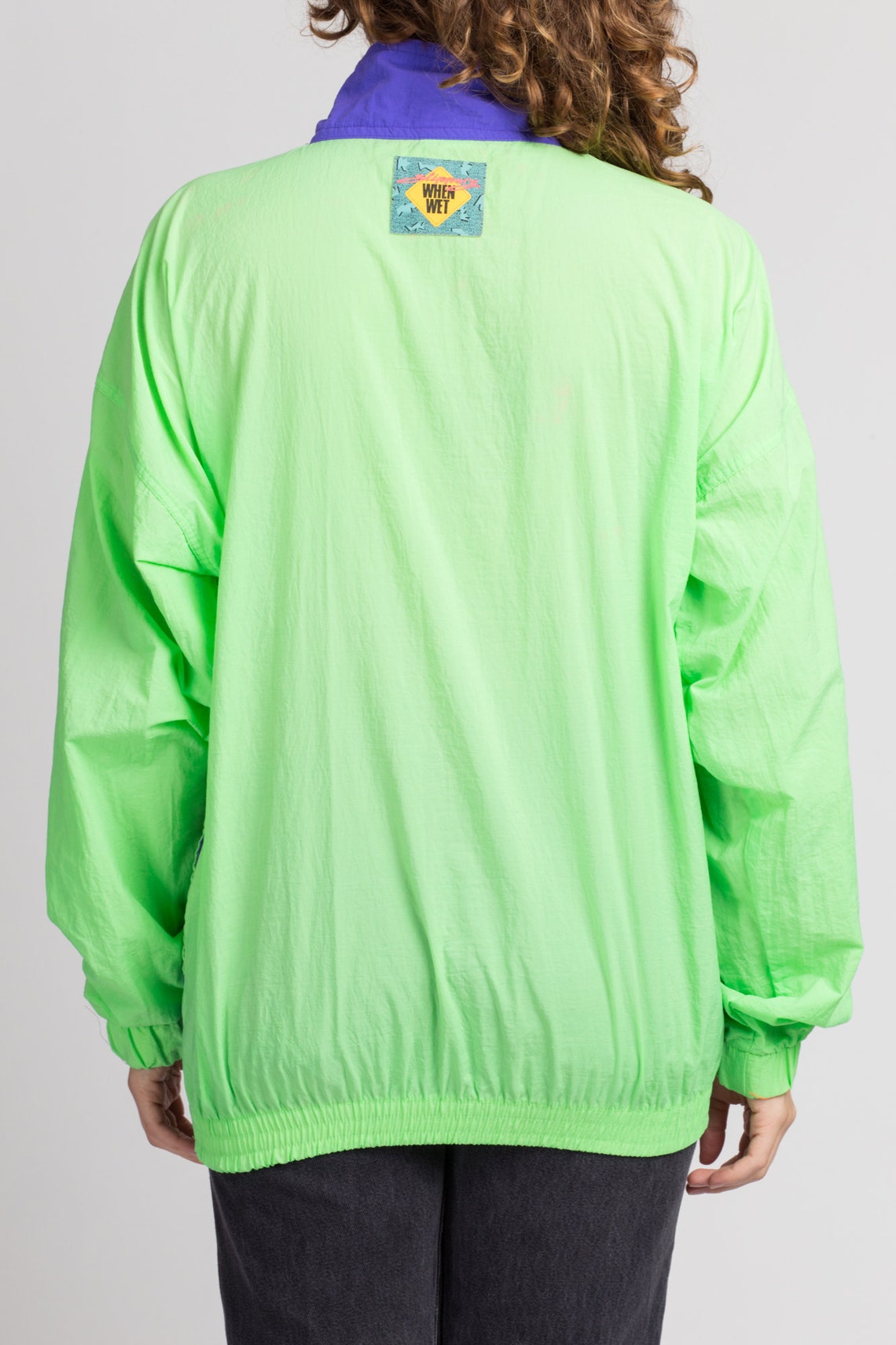 90s Slippery When Wet Neon Green Windbreaker XL Vintage | Etsy