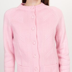 Small 70s Pastel Pink Cardigan | Vintage Button up Cable Knit Girly ...