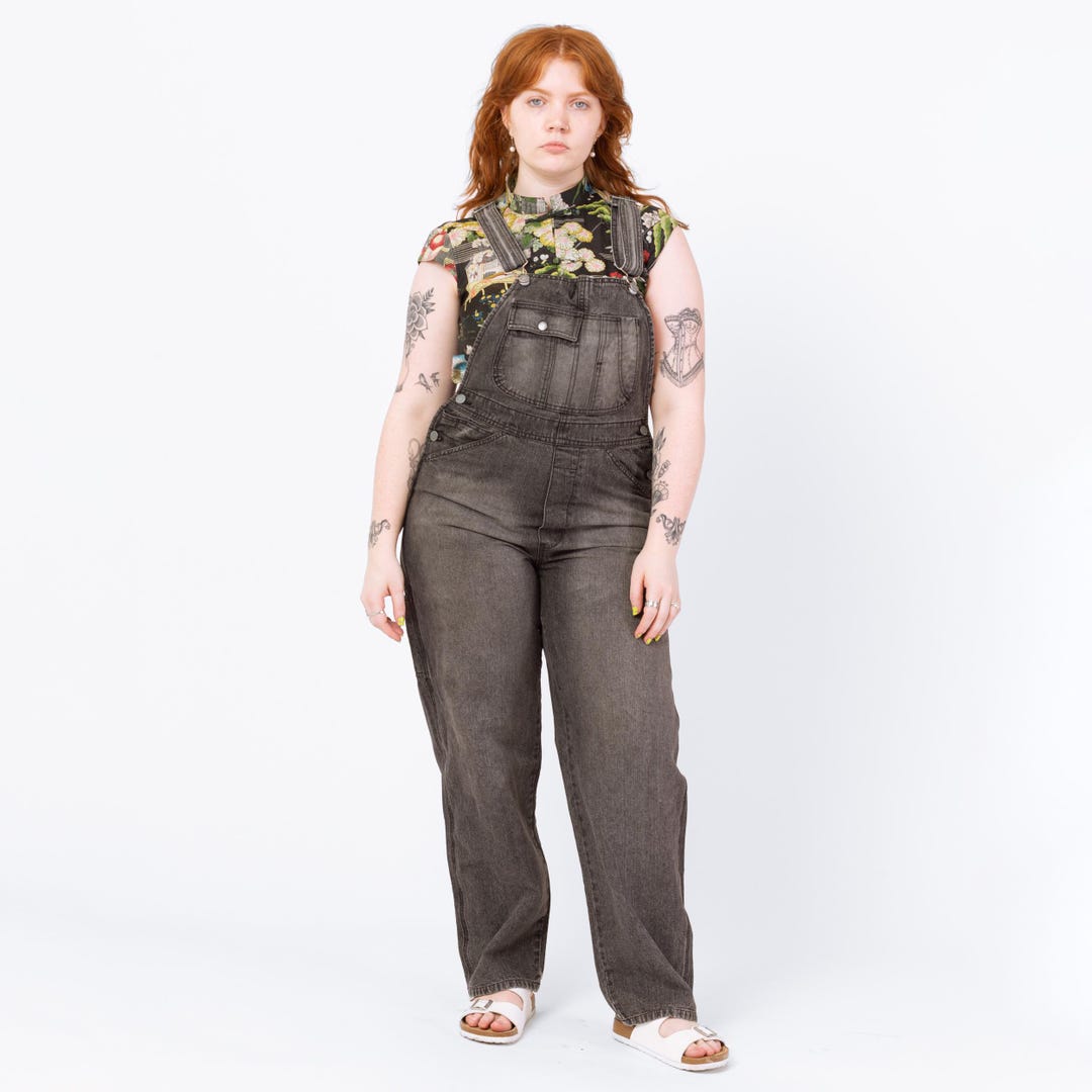 Vintage 90s Faded Grey Denim Overalls - Medium | Women's Overalls ...