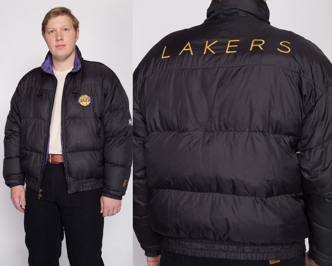 90s LA Lakers Pro Player Down Feather Puffer Jacket Men's XL Los ...
