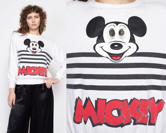 Medium 90s Mickey Mouse 3D Holographic Eyes Sweatshir… - Gem