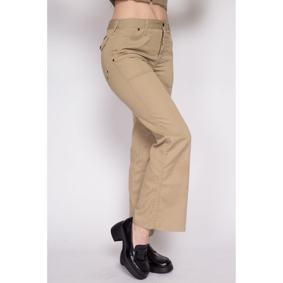 Small 70s Khaki Hip Hugger Rivet Flares | Vintage Mr.… - Gem