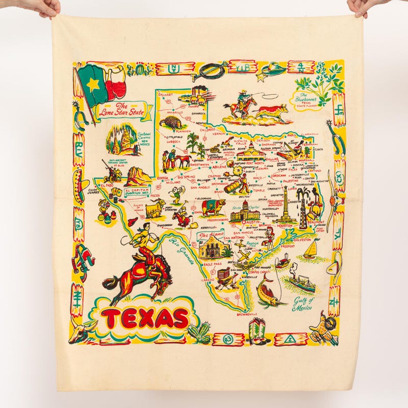 Texas Vintage Map - Etsy