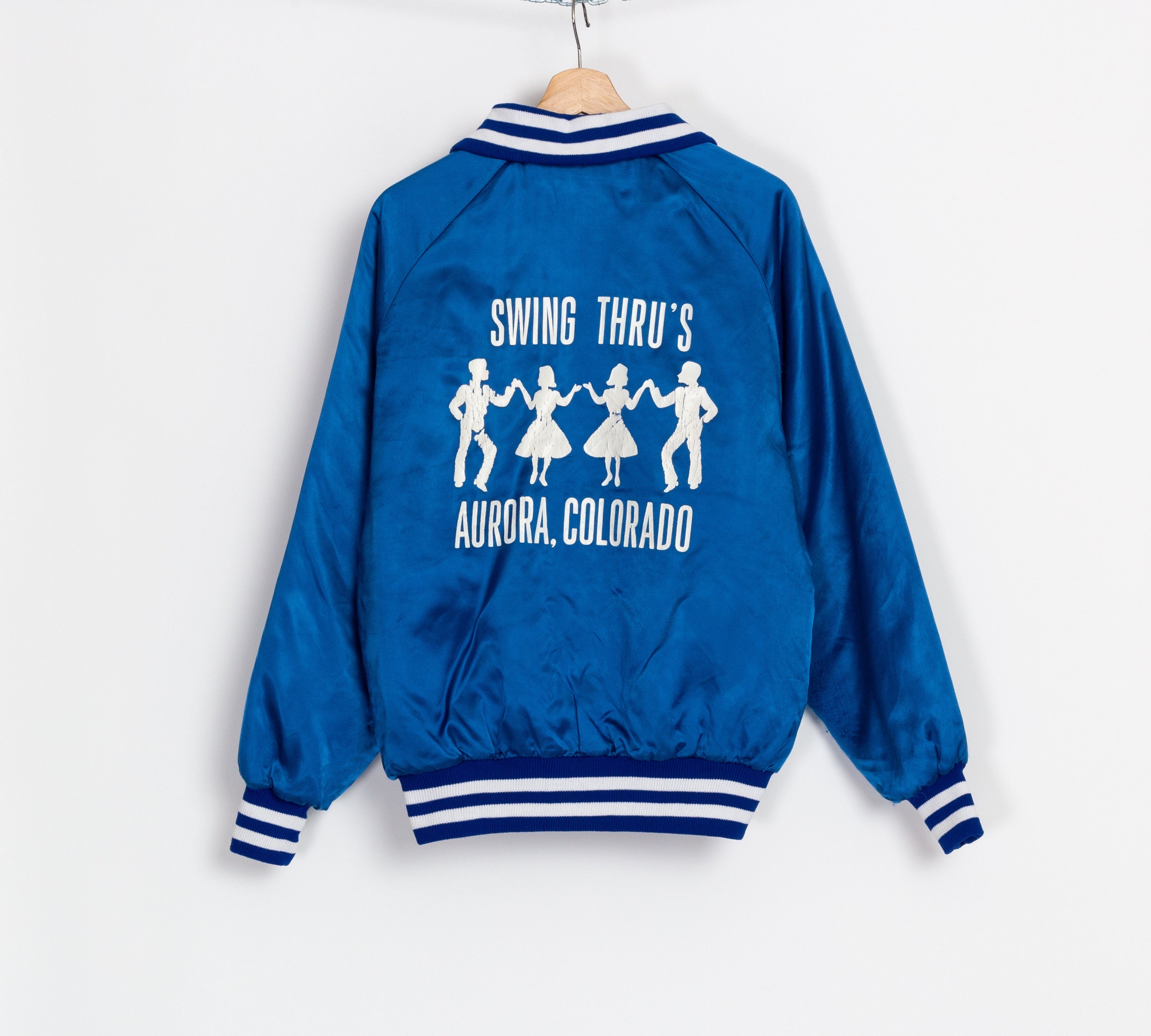 80s Swing Dancing Satin Bomber Jacket Men's Medium | Etsy