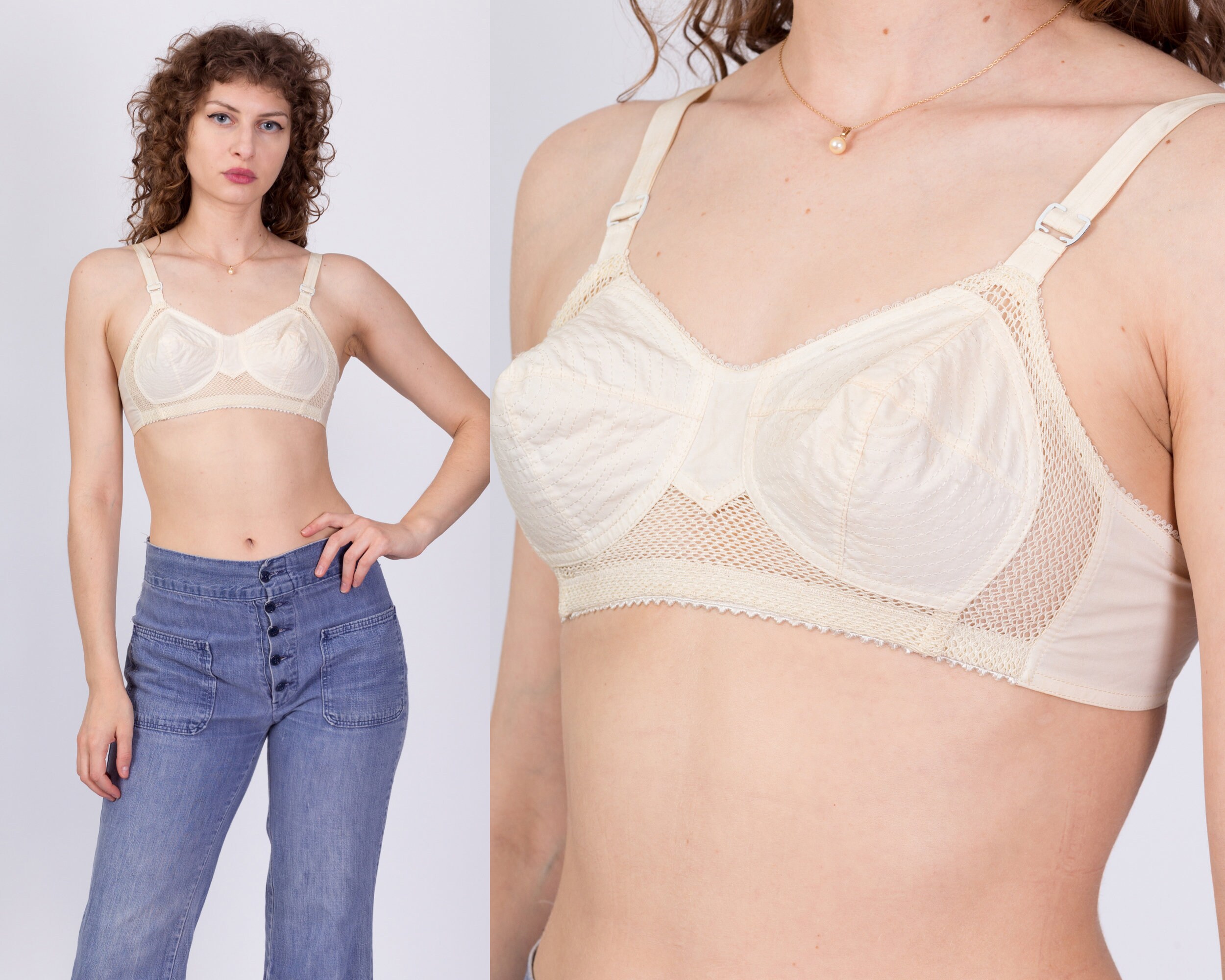 1950s White Cotton Bullet Bra 30a Vintage 50s Pin Up Etsy