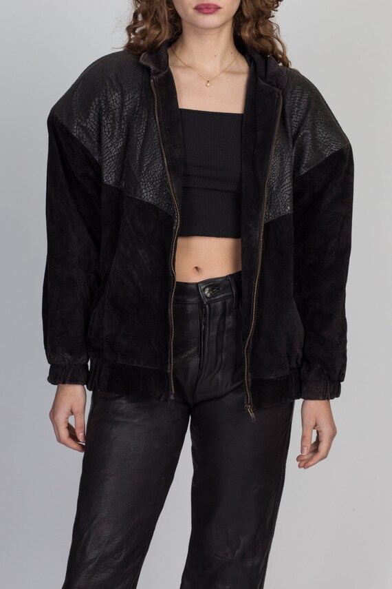 Medium 80s Snakeskin Embossed Suede Moto Jacket | Vin… - Gem
