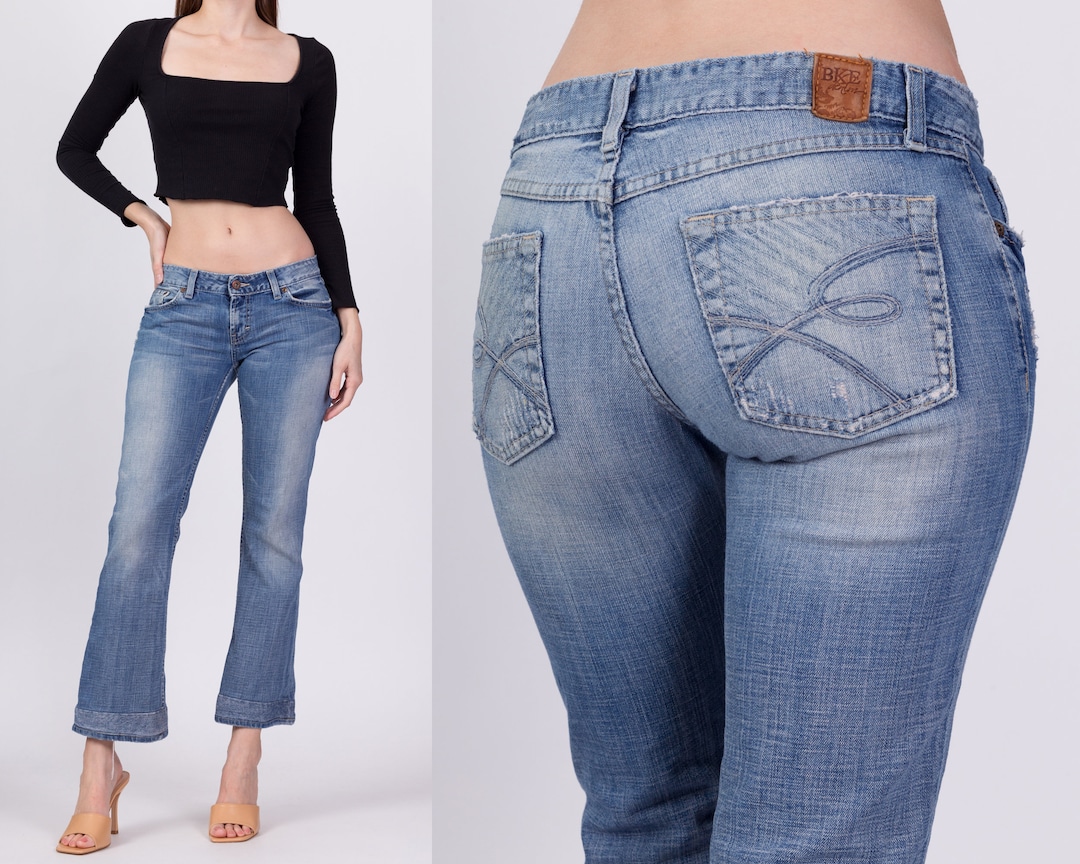 Vintage Y2K Low Rise Jeans Medium Bootcut Faded Distressed Denim 2000s ...